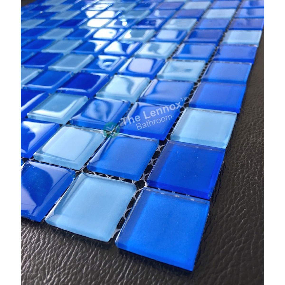 Glass Titanium Mosaic Pool Tile - Blue