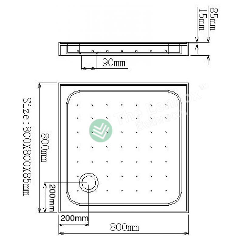 Shower Box - Wave Series 3 Sides Wall (800x800x800x1900mm)